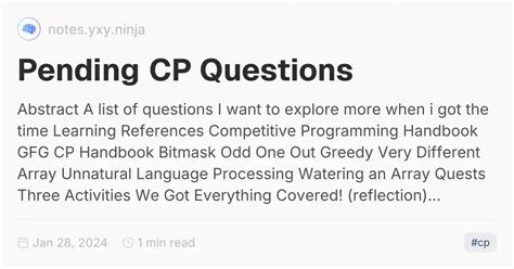 Pending Cp Questions