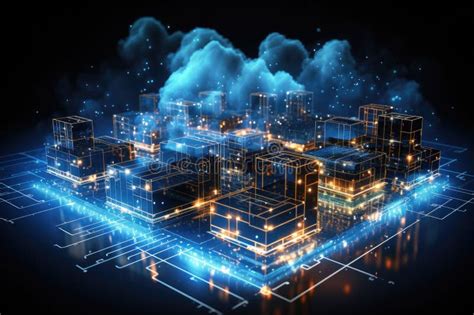 Cloud Computing Transfer Big Data On Internet Futuristic Digital