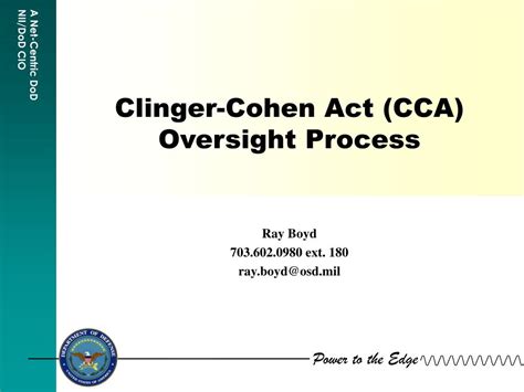 Ppt Clinger Cohen Act Cca From An Osd Perspective Organizations To
