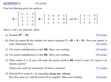 Solved Find The Following Given The Matrices Chegg