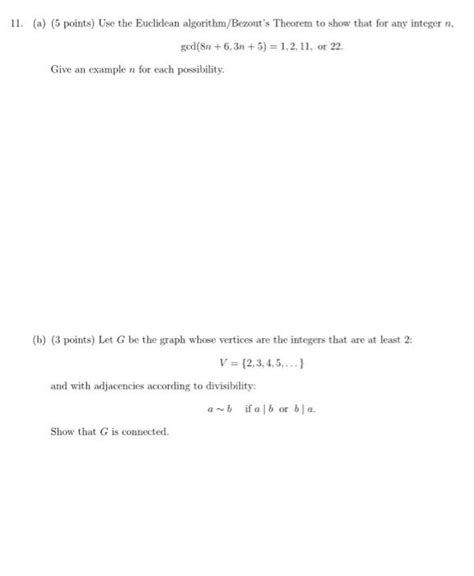 solved 11 a 5 points use the euclidean