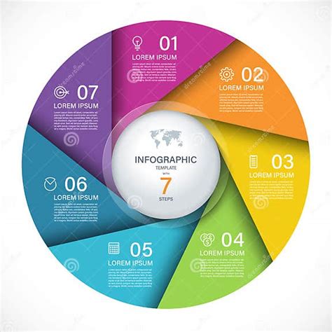 Vector Infographic Circle Cycle Diagram With 7 Steps Round Chart That
