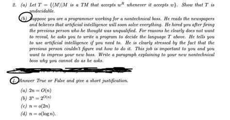 Solved 2 A Let T M M Is A TM That Accepts Wr Chegg Com