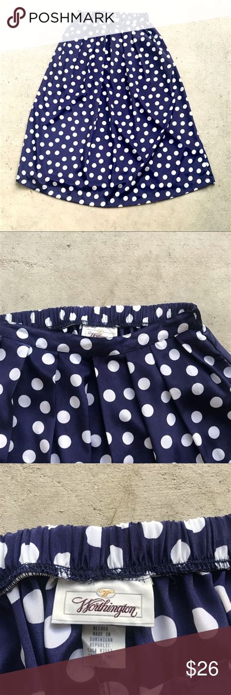 Vintage Navy And White Polka Dot Midi Skirt Costume Polka Dot Midi