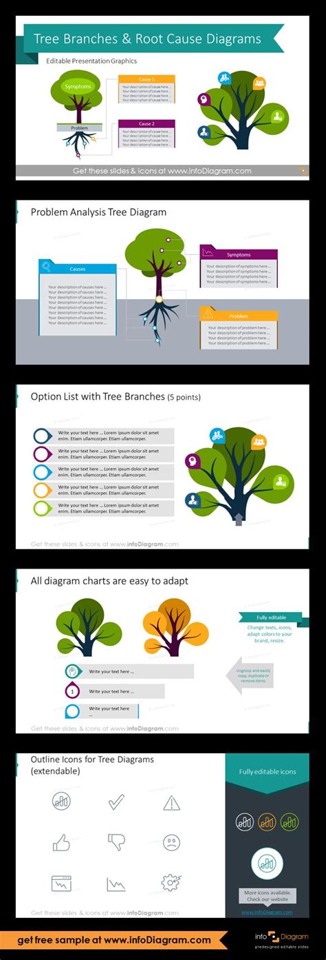Modern Tree Diagram PowerPoint Template For Branch Infographics And Root Cause Presentation
