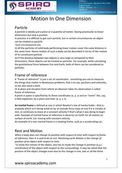 PDF PHYSICS NOTES Motion In One Dimension DOKUMEN TIPS