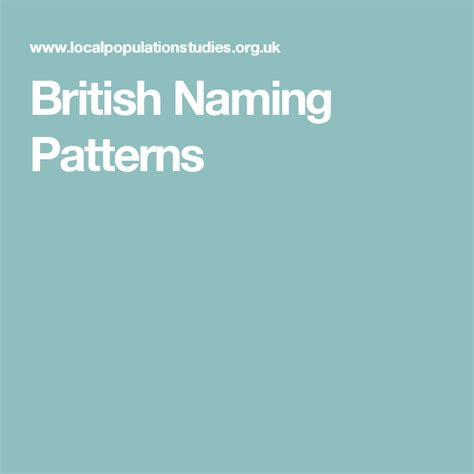 British Naming Patterns Pattern British Genealogy