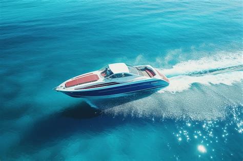 Premium Ai Image Aerial View Of A Luxury Motor Boat Speed Boat