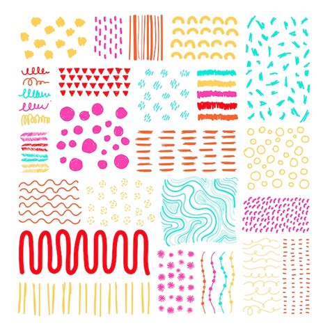 손으로 그린 패턴 디자인 요소 벡터 세트 무료 벡터