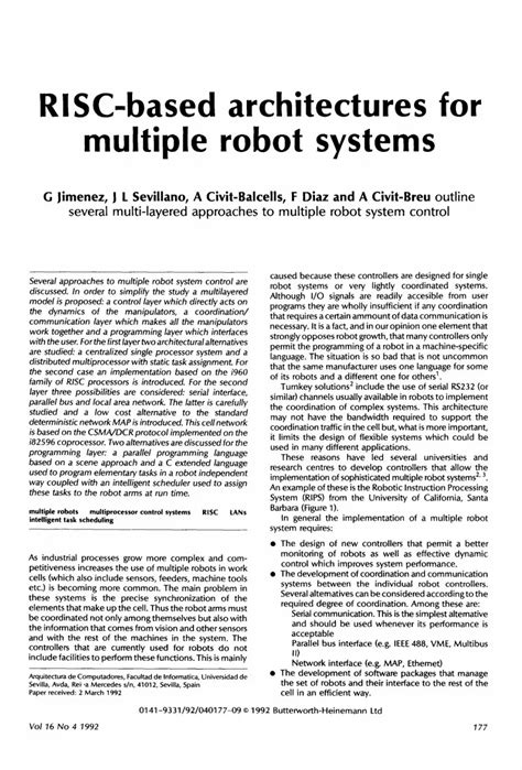 PDF RISC Based Architectures For Multiple Robot Systems DOKUMEN TIPS