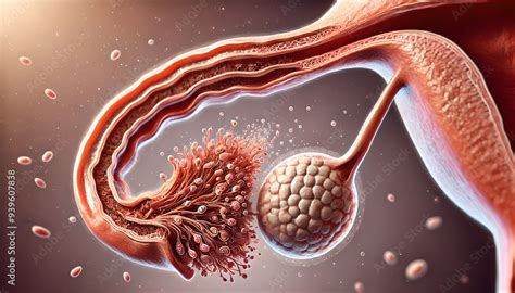 Cross Sectional Female Ovary During Ovulation Phase Menstrual Cycle