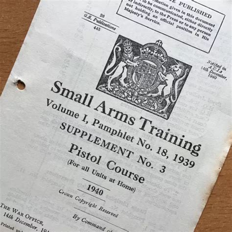 Original Wwii British Army Sat Pamphlet No18 Range Courses Pistol