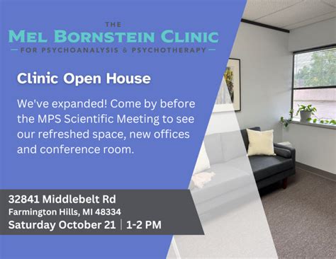 Mel Bornstein Clinic Open House Michigan Psychoanalytic Institute And Society