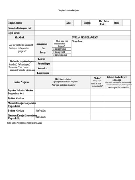 Template Rencana Pelajaran Actfl Pdf