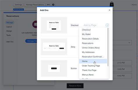 Wix Restaurants Adding A Reservation Widget To A Page Help Center