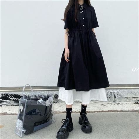 150公斤可穿 特大尺碼女裝 假兩件 短袖洋裝 夏季梨形polo領設計感小眾寬鬆連衣裙 Qy 蝦皮購物