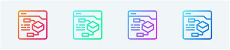 Algorithm Line Icon In Gradient Colors Programming Signs Vector