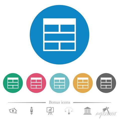Spreadsheet Horizontally Merge Table Cells Flat Round Icons Wall