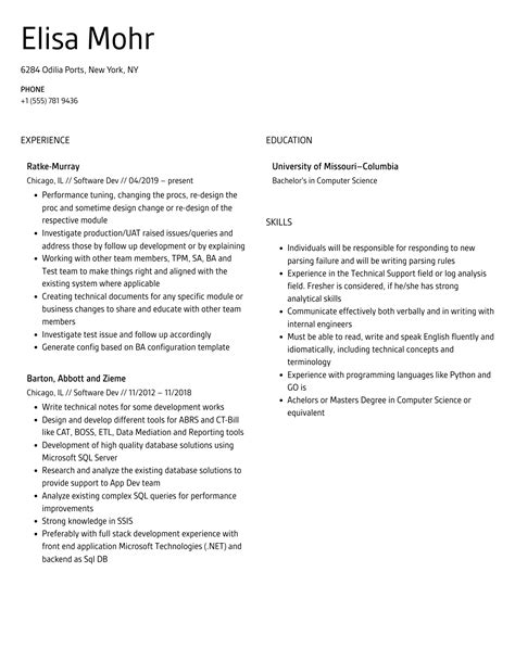 Software Dev Resume Samples Velvet Jobs