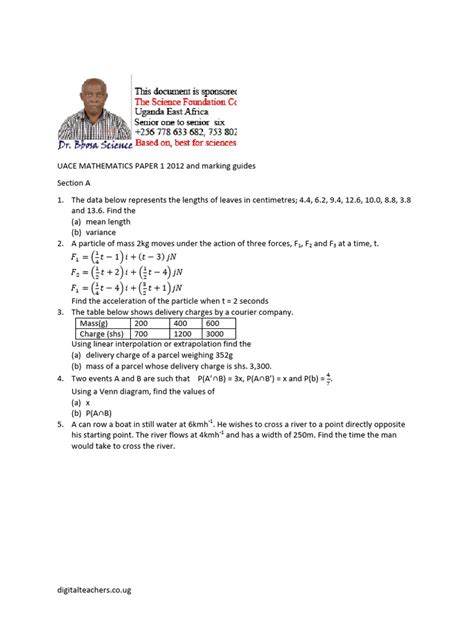 Uace Mathematics Paper 2 2011 And Marking Guide Pdf Physics