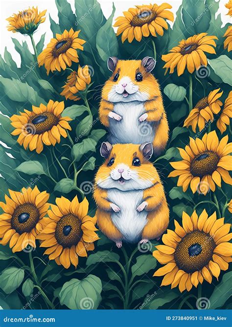 Cute Hamsters Cartoon Set Vector Illustration Isolated On White