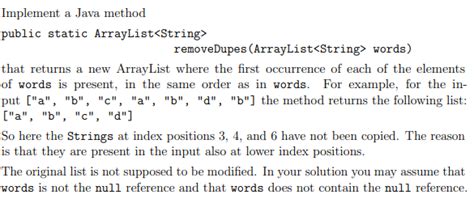 Solved Implement A Java Method Public Static Arraylist