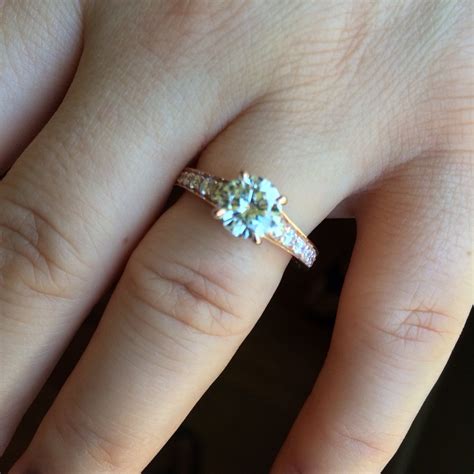 Forever One Moissanite Engagement Ring 14k Rose Gold Engagement Ring