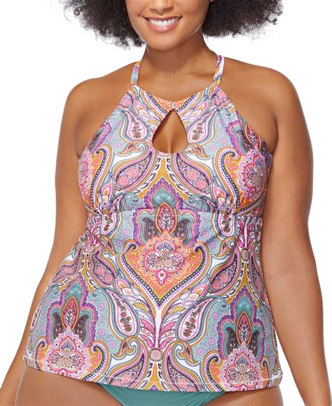Raisins Curve Plus Size Rosalie Keyhole Tankini Swim Top Shopstyle