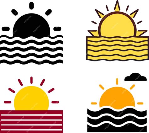 Conjunto De Iconos De Amanecer Vector Premium