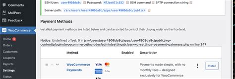 warning notice on payment settings page · issue 33920 · woocommerce