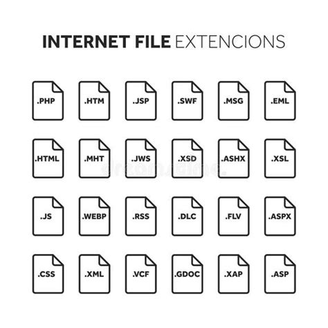 Lineoutline Flat Style Icon Set Source Code Programming File Type Extension Document Format