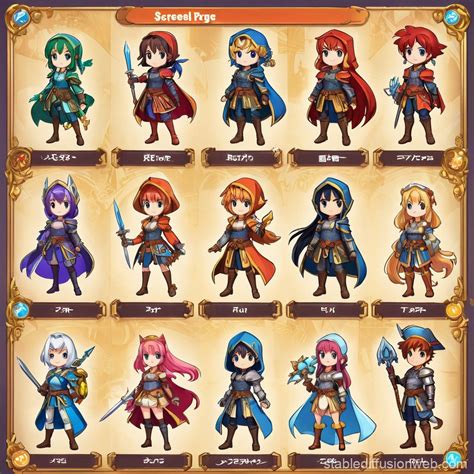 Medieval Rpg Character Design Game Screen Stable Diffusion Online