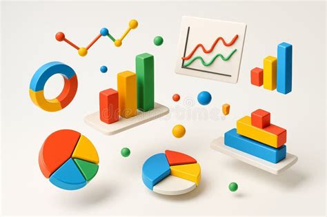 Colorful 3d Charts And Graphs For Data Visualization And Business Analytics Stock Illustration
