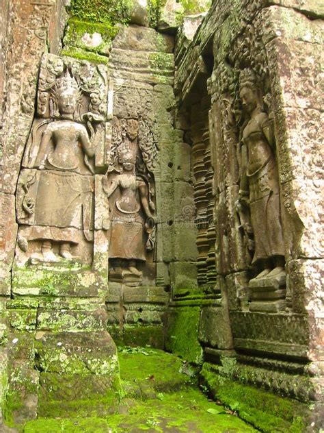 Mossy Stones Angkor Wat Temple Ruins Cambodia Stock Image Image Of