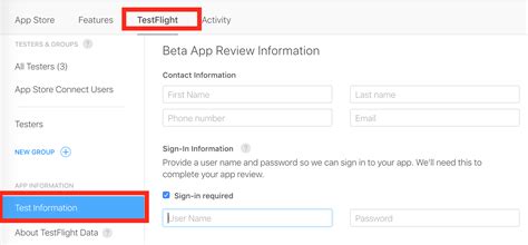 Ios Testflight External User Test Need Demo Account And Content Stack Overflow