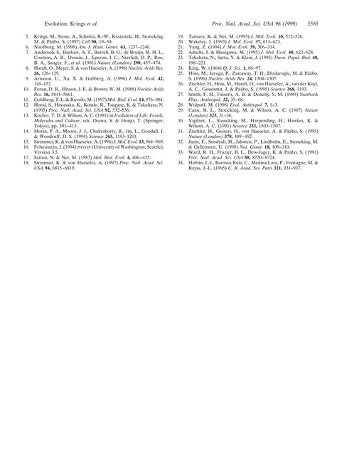 Dna Sequence Of The Mitochondrial Hypervariable Region Ii Krings Et Al Pdf