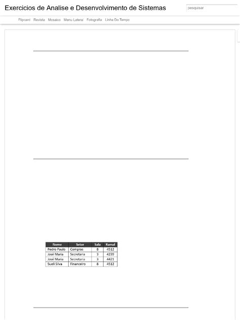 Exercicios De Analise E Desenvolvimento De Sistemas An Lise E
