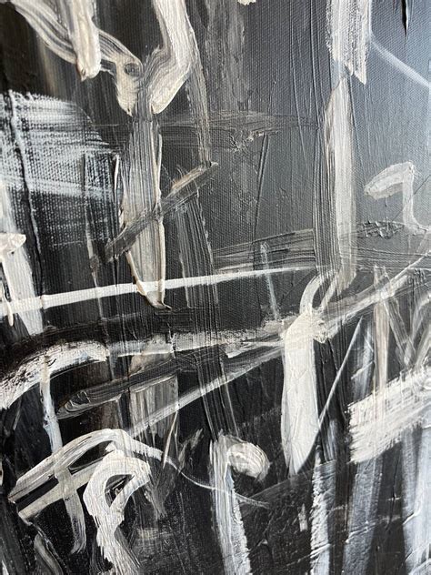 Extra Large Abstract Black And White Paintings On Canvas Original Text