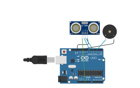 Circuit Design Ultrasonic Sensor With Buzzer Tinkercad