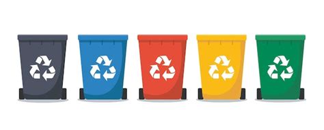 Premium Vector Multi Colored Trash Cans Isolated On White Background