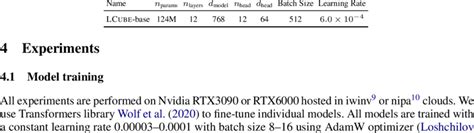 The Model Configuration And The Pre Training Condition Of LCUBE Download Scientific Diagram