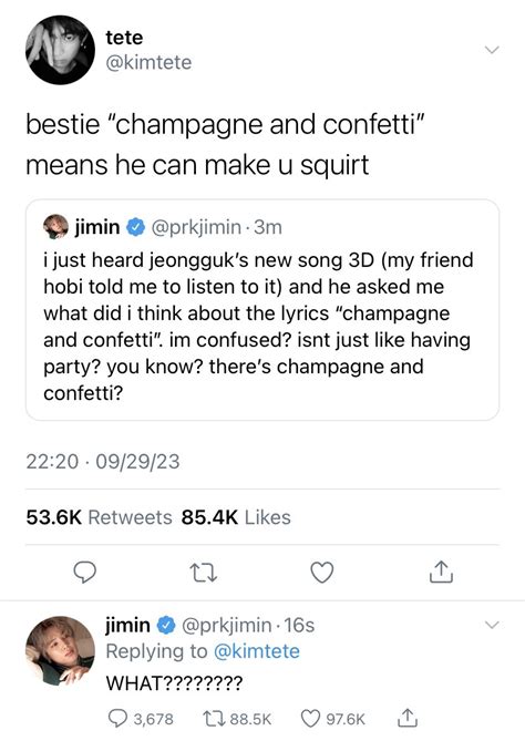 Champagne Confetti — Jikookau Jikook Au Where Model Jimin Listens To