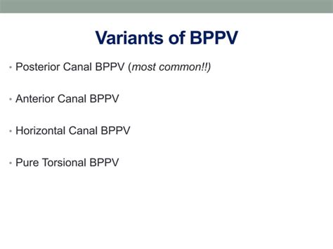 Benign Paroxysmal Positional Vertigo Bppv Ppt