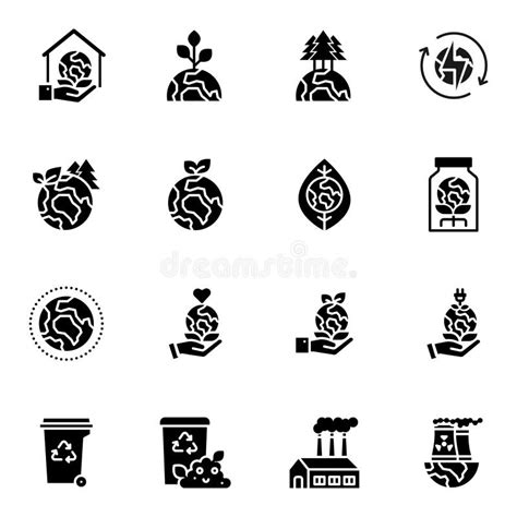 Earth Day Ecology And Environment Icon Set Nature Renewable Energy Icons Stock Vector