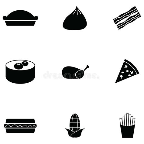 Conjunto Del Icono De La Comida Ilustración Del Vector Ilustración De