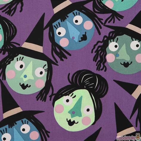 Purple Alexander Henry Halloween Fabric With Witches Fabric By