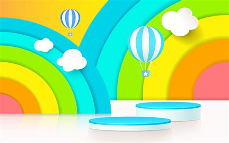 컬러풀한 벽 장면과 그림자가 있는 추상적인 3d 실린더 받침대 연단 제품 디스플레이 프레젠테이션을 위한 Rmodern 벡터 렌더링 기하학적 플랫폼 3차원 형태에 대한 스톡