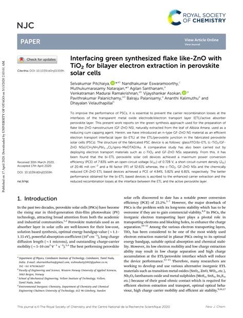 Pdf Interfacing Green Synthesized Flake Like Zno Onto Tio2 As A