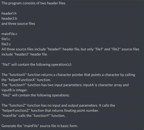Solved The Program Consists Of Two Header Files Header1 H Chegg Com