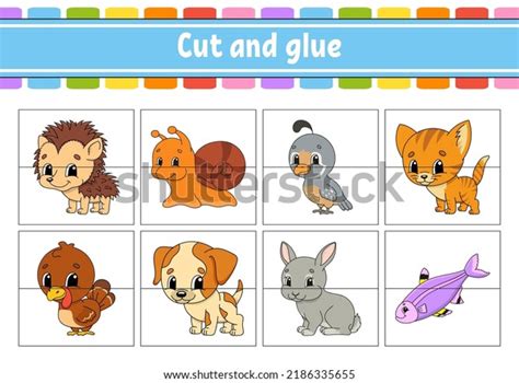 자르고 접착제 플래시 카드를 설정합니다 컬러 스톡 벡터로열티 프리 2186335655 Shutterstock